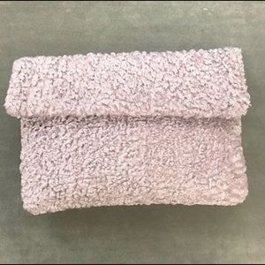 Bags | Soft Pink Curly Wool Cross Body Clutch Nwt | Poshmark